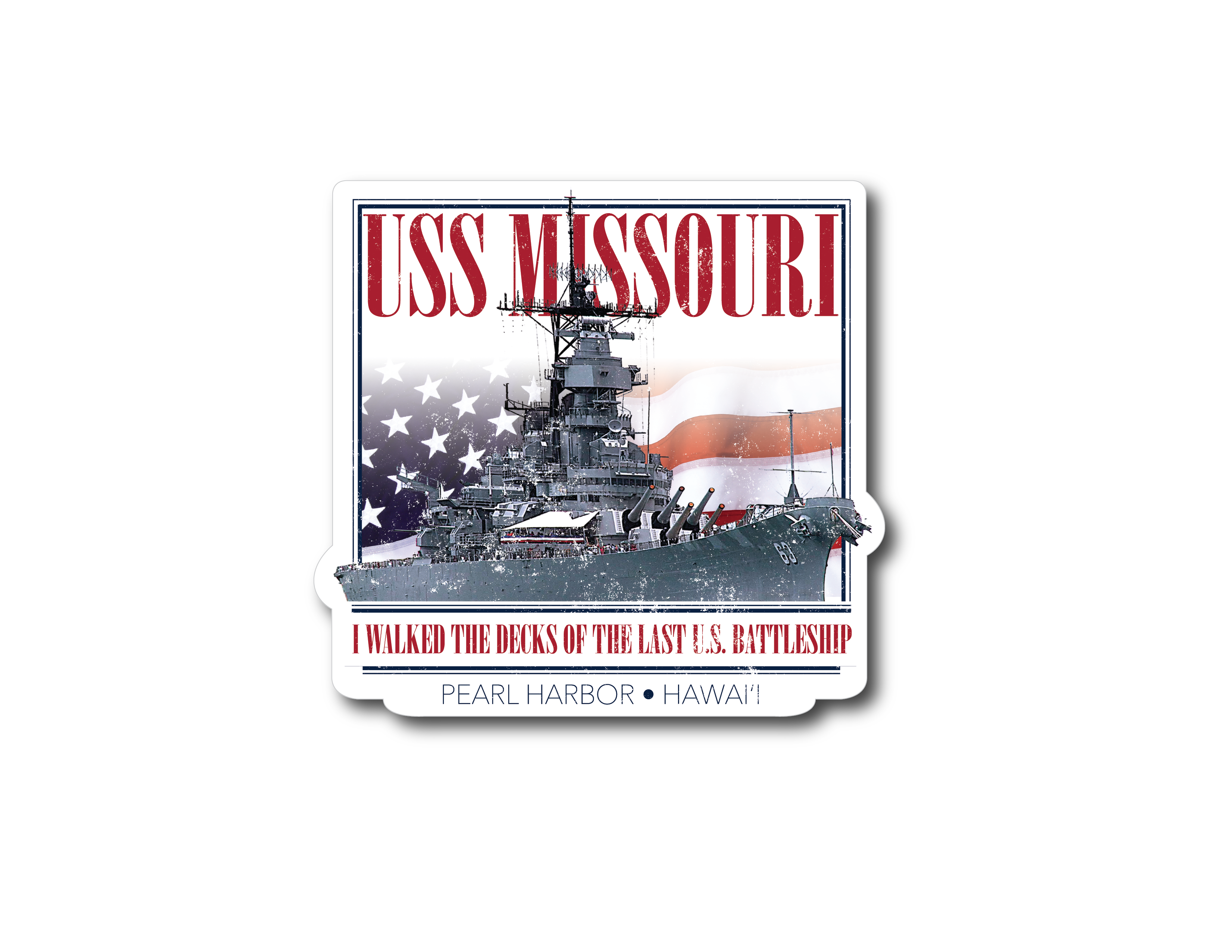 Sticker Flag/Ship--I Walked the Deck – USS Missouri