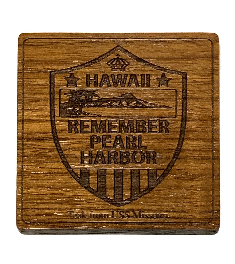 Remember Pearl Harbor Teak Coaster – USS Missouri